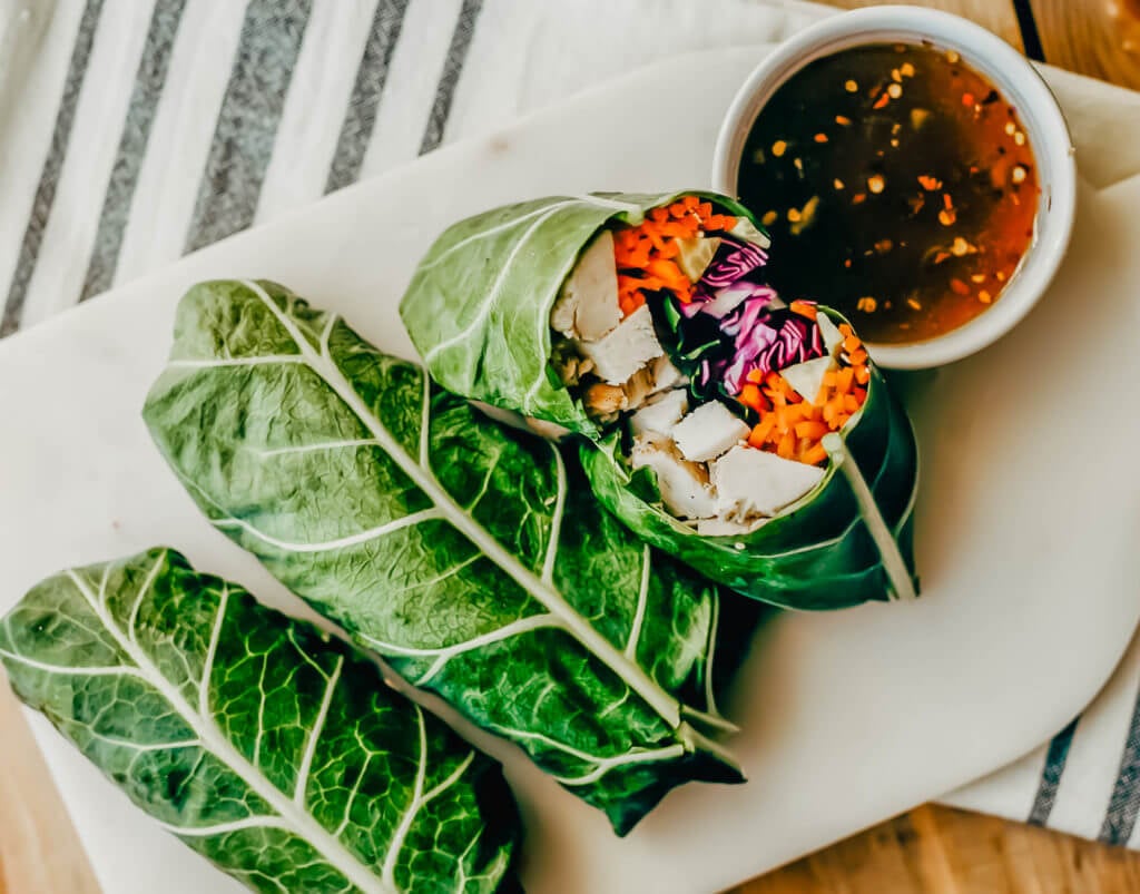 Super Quick Asian Chicken Collard Wrap - Healthy Little Peach Healthy ... Super Quick Asian Chicken Collard Wrap - Healthy Little Peach Healthy ...
