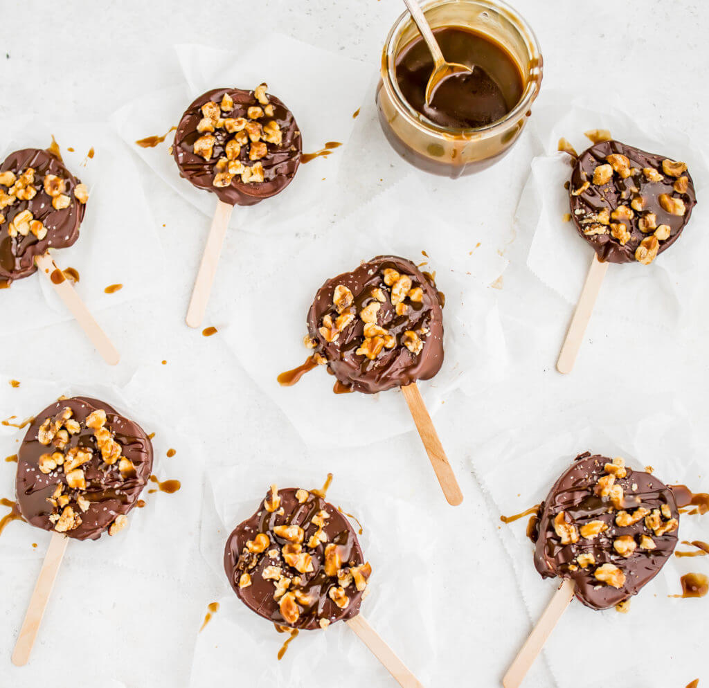 Paleo Caramel Apple Turtle Pops with Walnuts - Healthy Little Peach