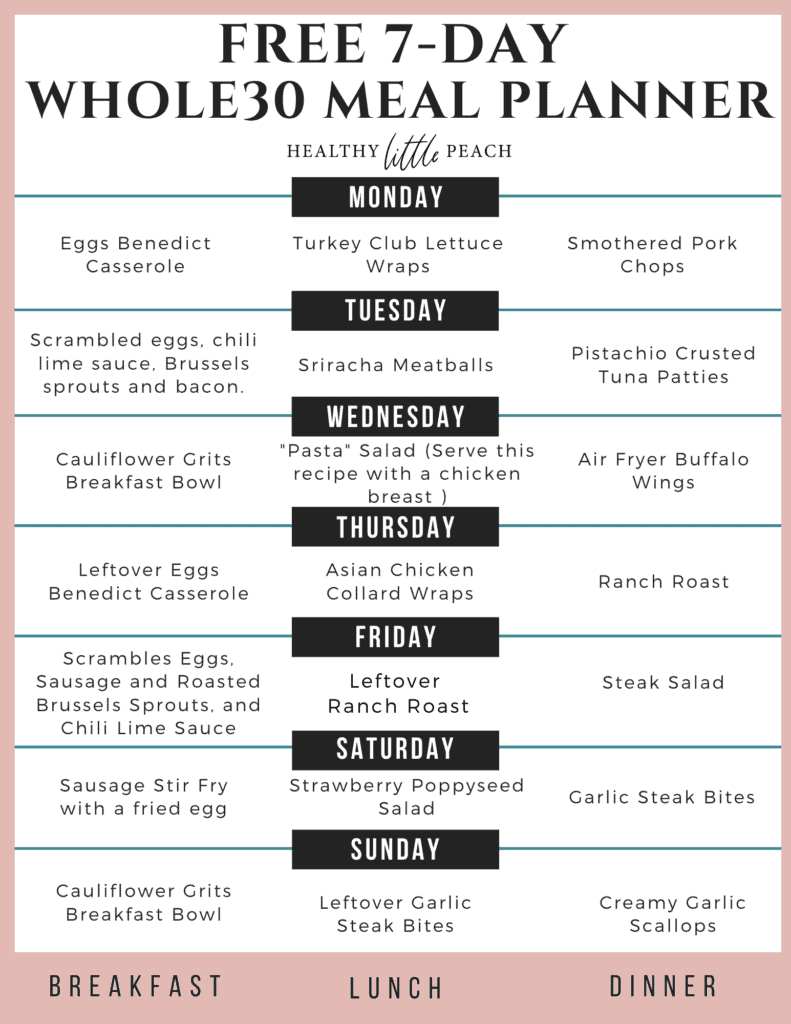 7 Day Whole30 Meal Plan And Workout Guide Healthy Little Peach 7 Day Whole30 Meal Plan And Workout Guide Healthy Little Peach
