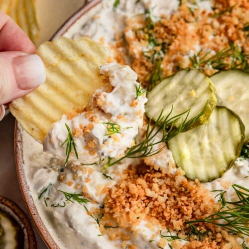Easy Fried Pickle Dip Recipe (Dairy Free Option) | Healthy Little Peach