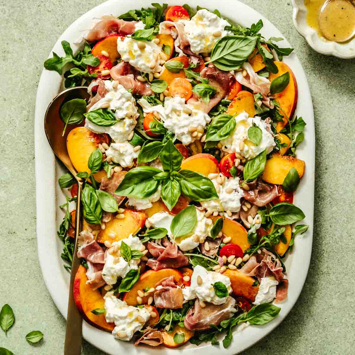 Fresh Peach & Burrata Salad Recipe (with Prosciutto) | Healthy Little Peach
