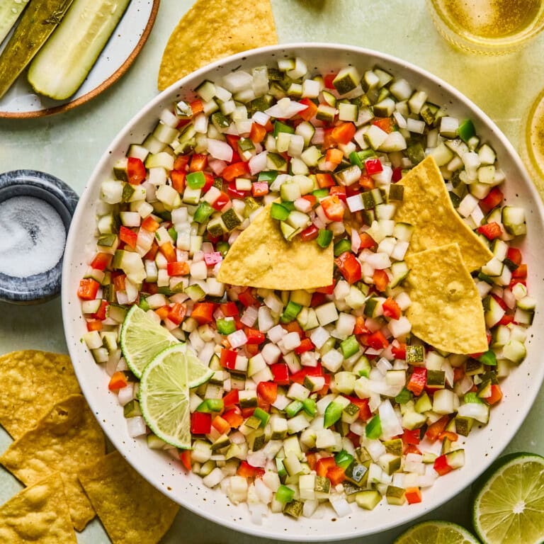 Pickle de Gallo (Crunchy Dill Pickle Salsa) - Healthy Little Peach