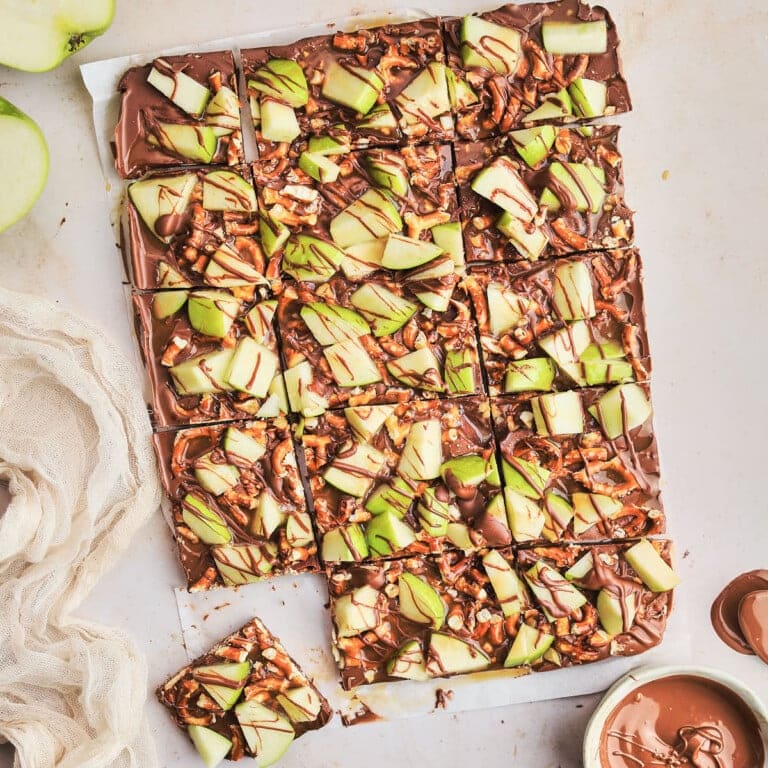 Caramel Apple Bark With Pretzels - Healthy Little Peach