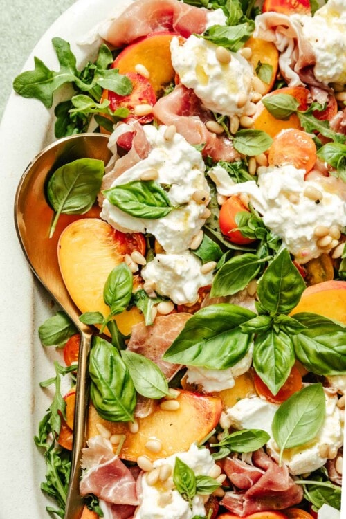 Fresh Peach & Burrata Salad Recipe (with Prosciutto) | Healthy Little Peach