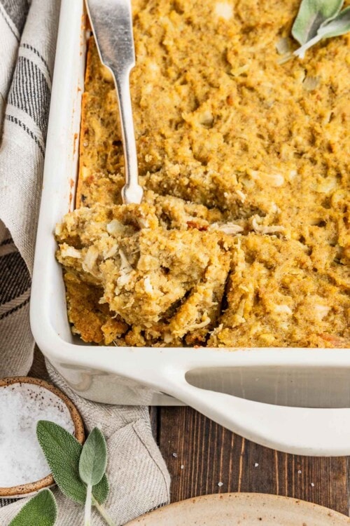 Grandma's Old Fashioned Cornbread Dressing Recipe | Healthy Little Peach