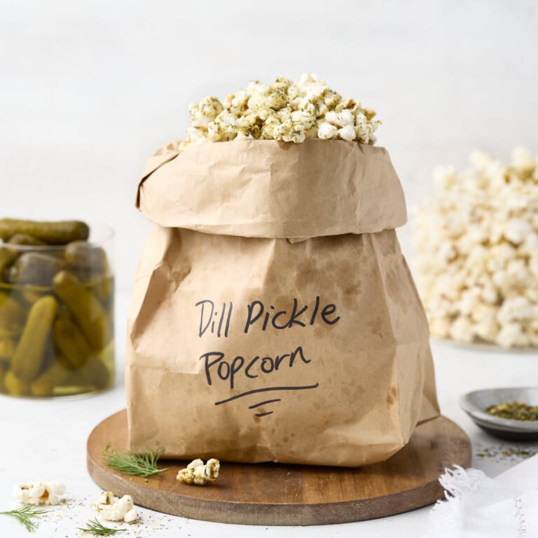 Easy Homemade Dill Pickle Popcorn Recipe | Healthy Little Peach