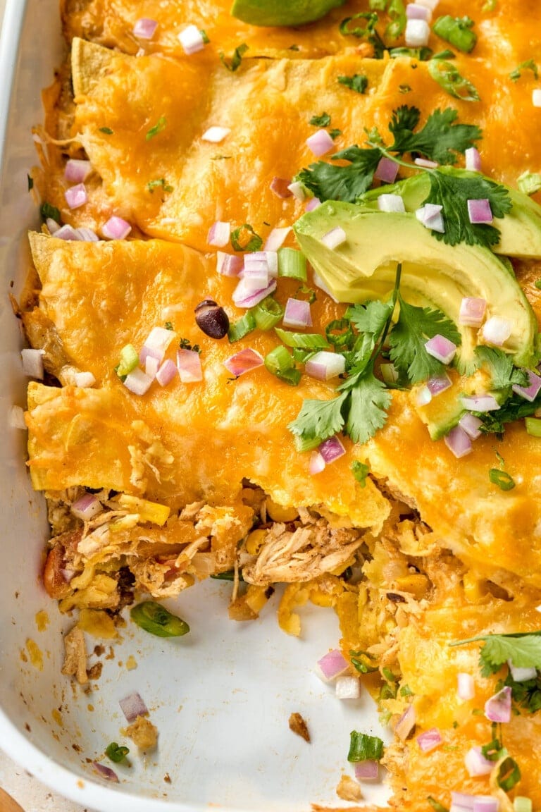 Easy Chicken Tortilla Casserole Recipe | Healthy Little Peach