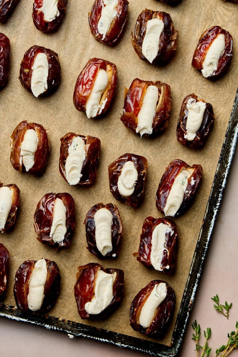 Easy Bacon Wrapped Stuffed Dates | Healthy Little Peach