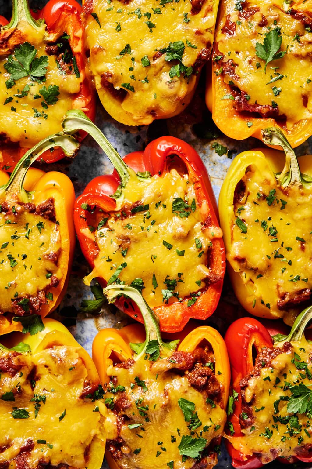 Leftover Cheesy Chili Stuffed Peppers | Healthy Little Peach