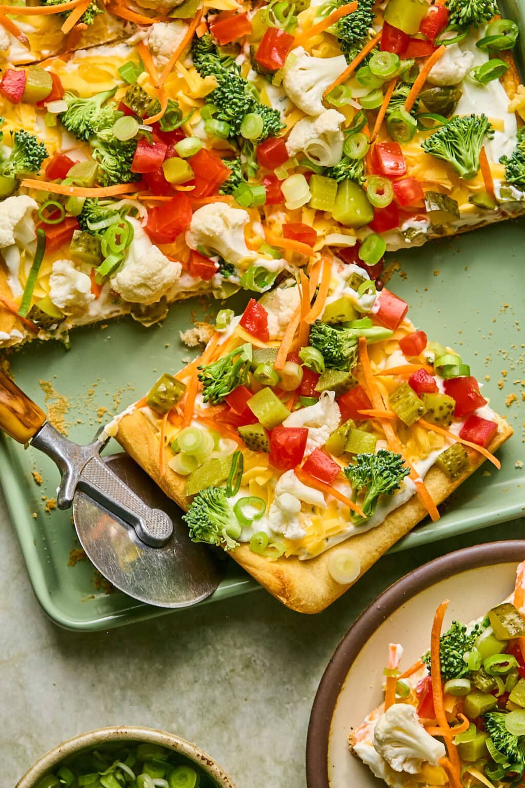 Crescent Roll Vegetable Pizza (with High Protein Ranch) | Healthy ...