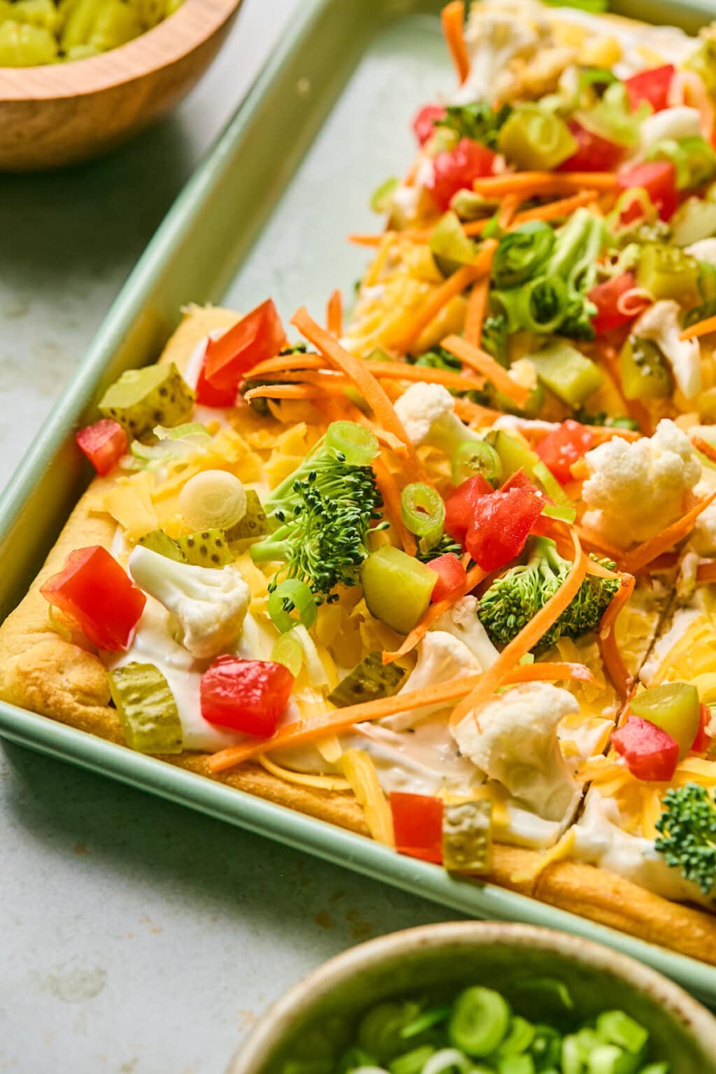 Crescent Roll Vegetable Pizza (with High Protein Ranch) | Healthy ...