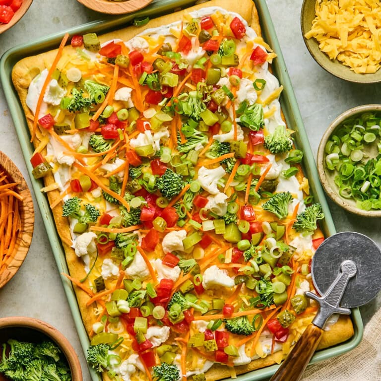 Crescent Roll Vegetable Pizza (with High Protein Ranch) | Healthy ...